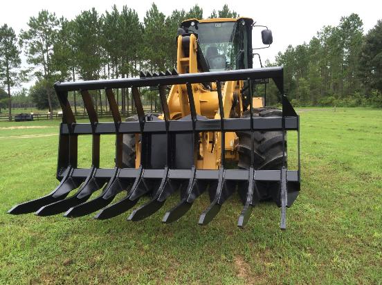 Industrial tractor backhoe stacking root rake land clearing heavy duty rake