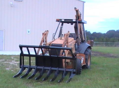 Industrial tractor backhoe stacking root rake land clearing heavy duty rake